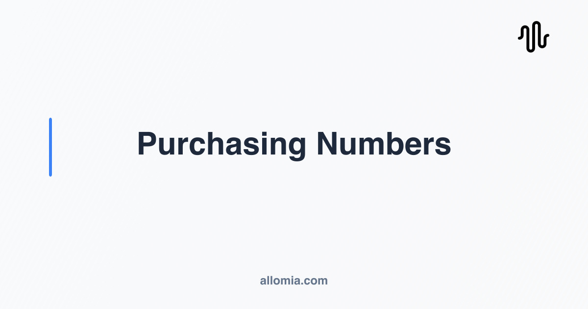 How to Purchase Phone Numbers | Help Center | AlloMia