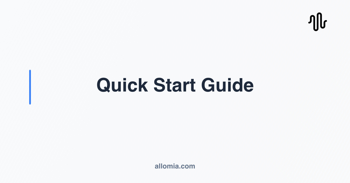 Quick Start Guide | Help Center | AlloMia
